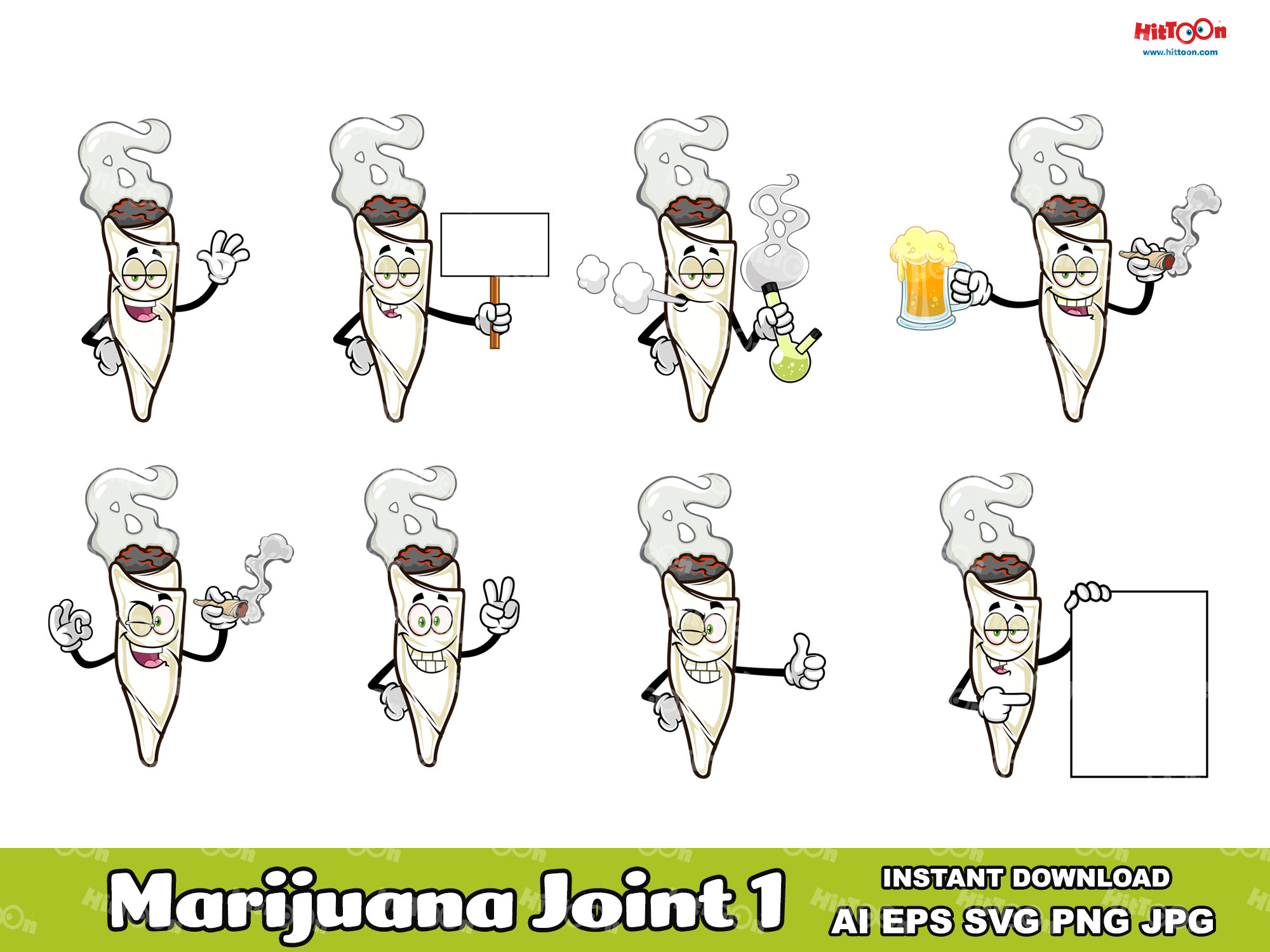 Instant Download. Marijuana Joint Cartoon Mascot Character. Clip Art ...
