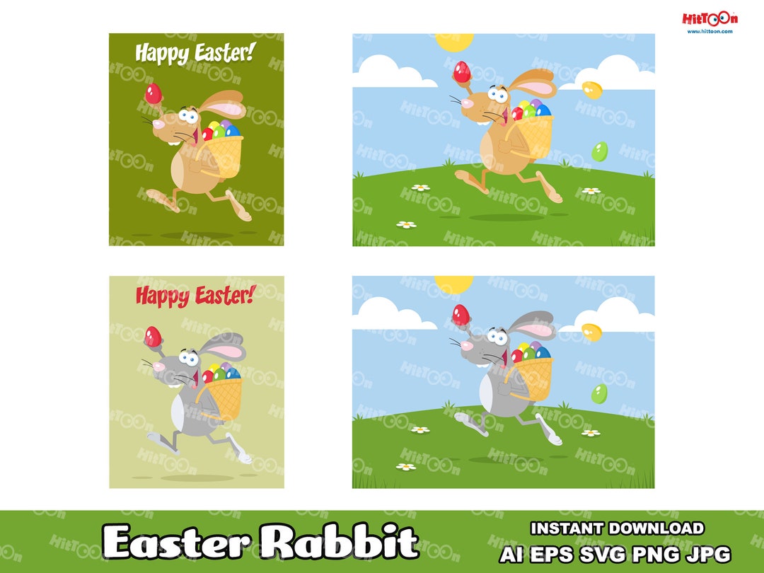 Easter Bunny Clipart – Cartoon Rabbit Vector Graphics – Free Commercial ...
