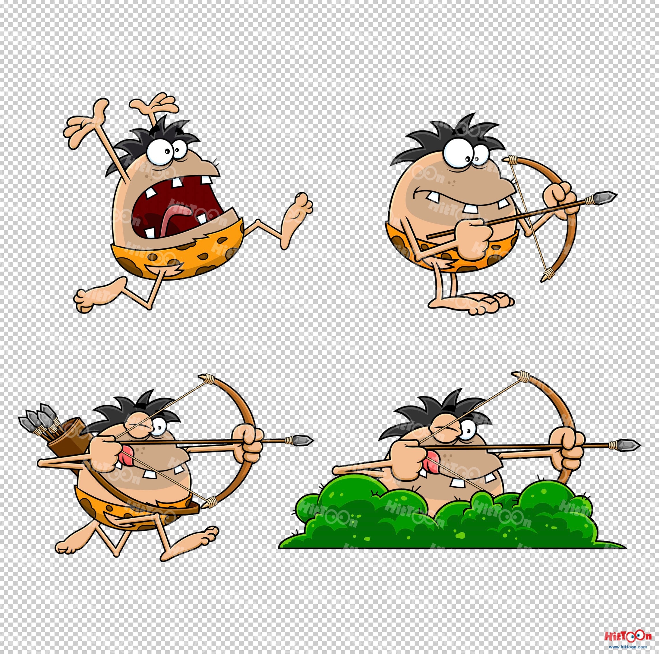 Caveman Cartoon Mascot Characters 2. Digital Clip Art Vector Graphic ...