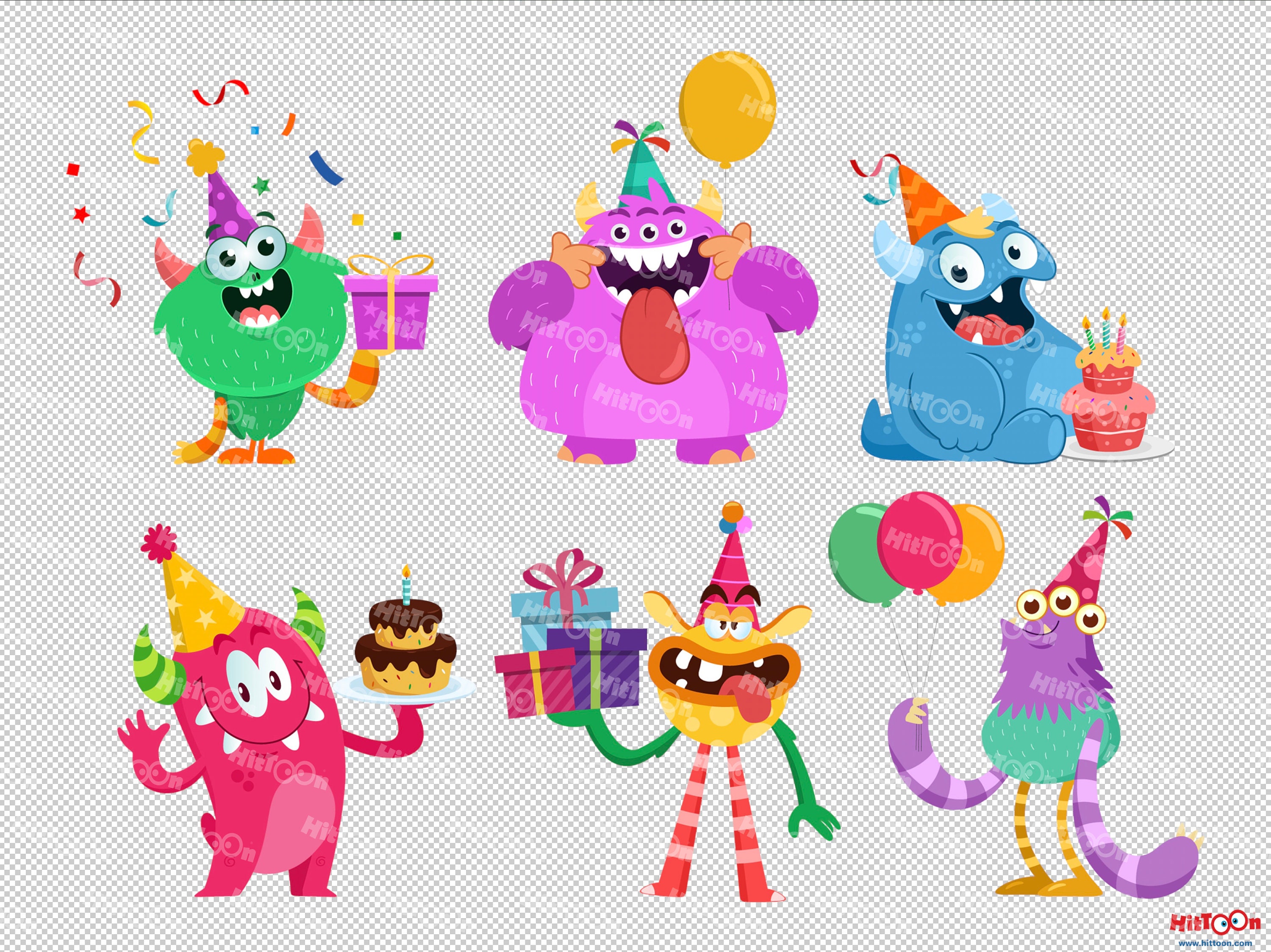 Birthday Monster Clipart Bundle, Party Vector Graphics (ai, Eps, Svg ...