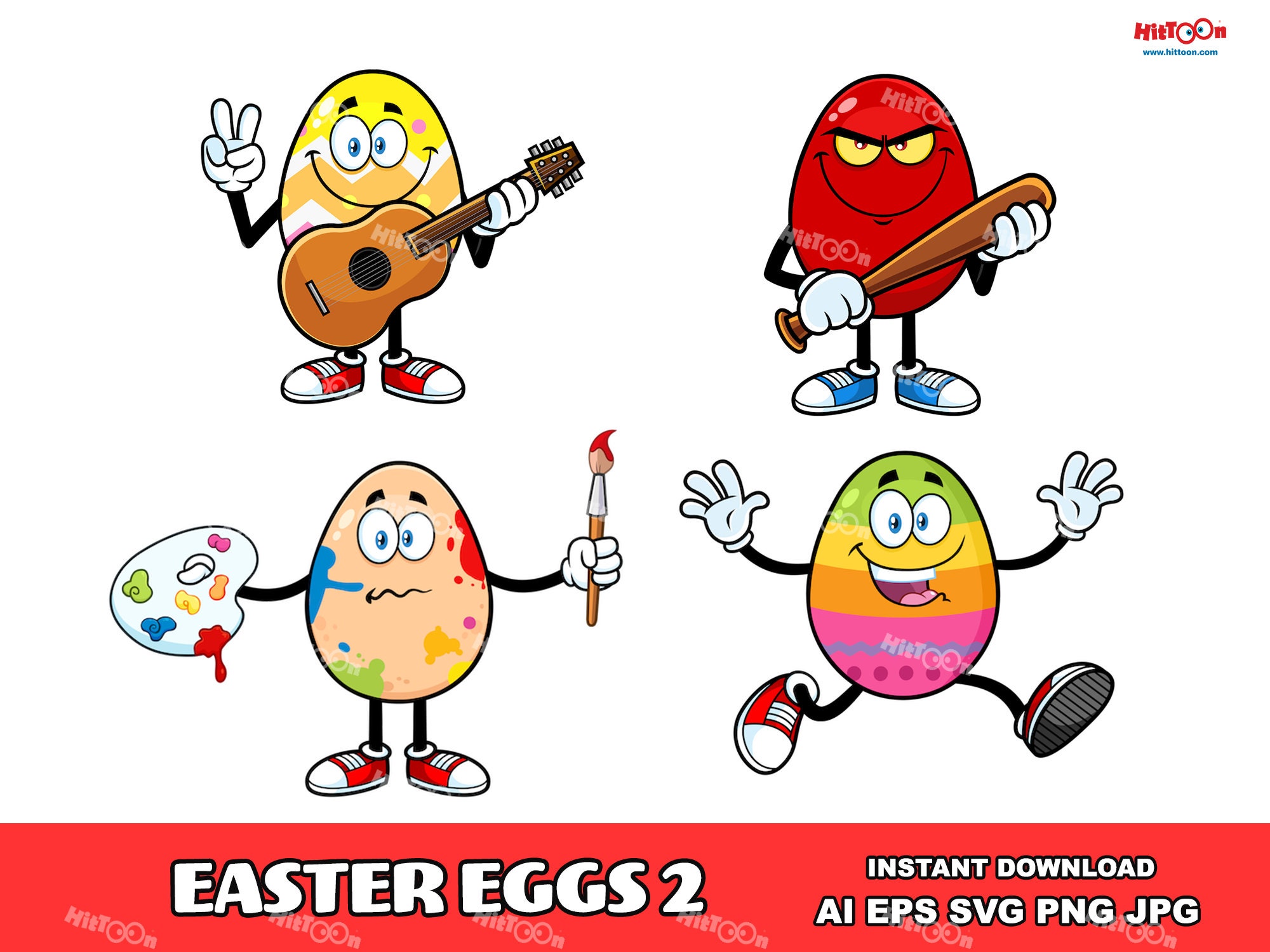 Easter Egg Cartoon Mascot Character 2. Digital Clip Art Vector Graphic ...