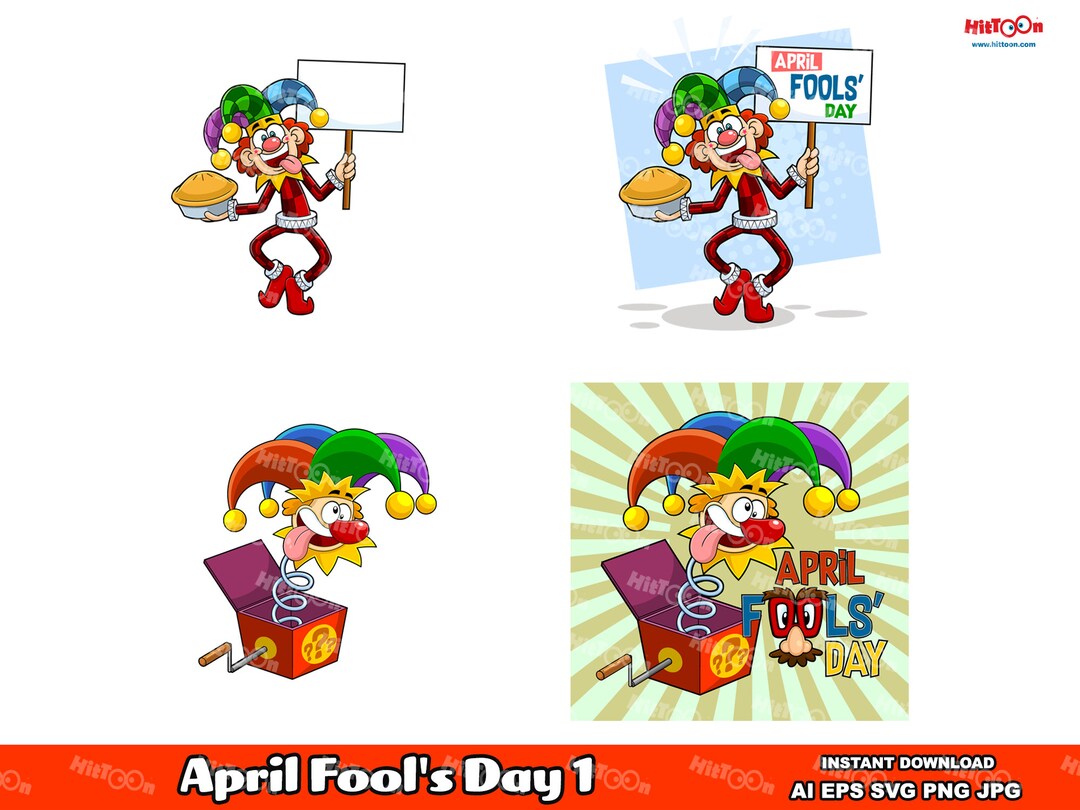 Funny April Fools Day Cartoons 1. Digital Clip Art Vector Graphic ...