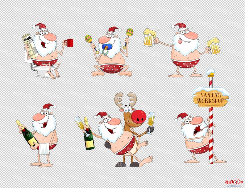 Funny Christmas Cartoon Clipart Set. Digital Clip Art Vector - Etsy