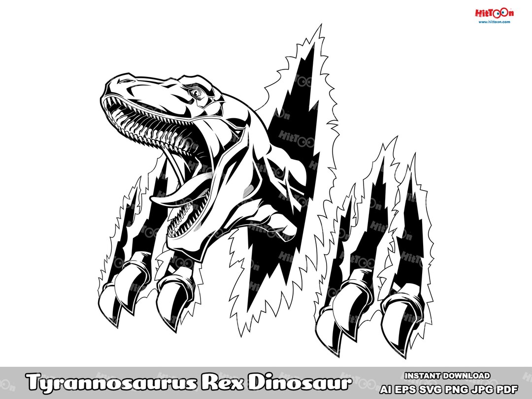 Tyrannosaurus Rex Dinosaur T-rex. Hand Drawn Digital Clip Art Vector ...