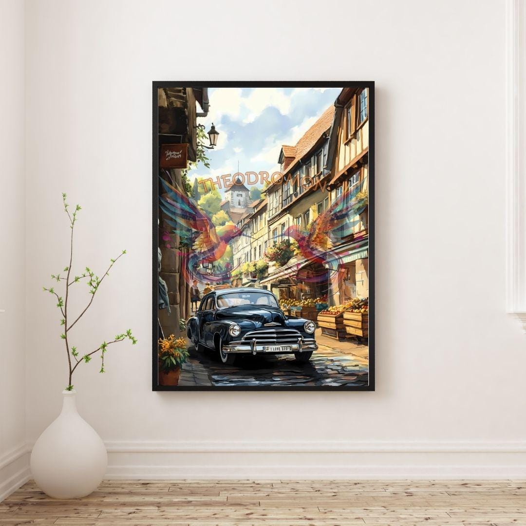 Vintage 1950s European Cars Watercolor Art | Digital Download | Classic ...