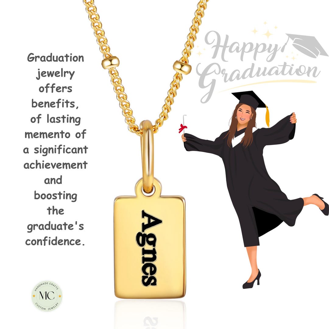 Personalized Graduation Necklace, Gold Name Bar Pendant, Class of 2025 ...