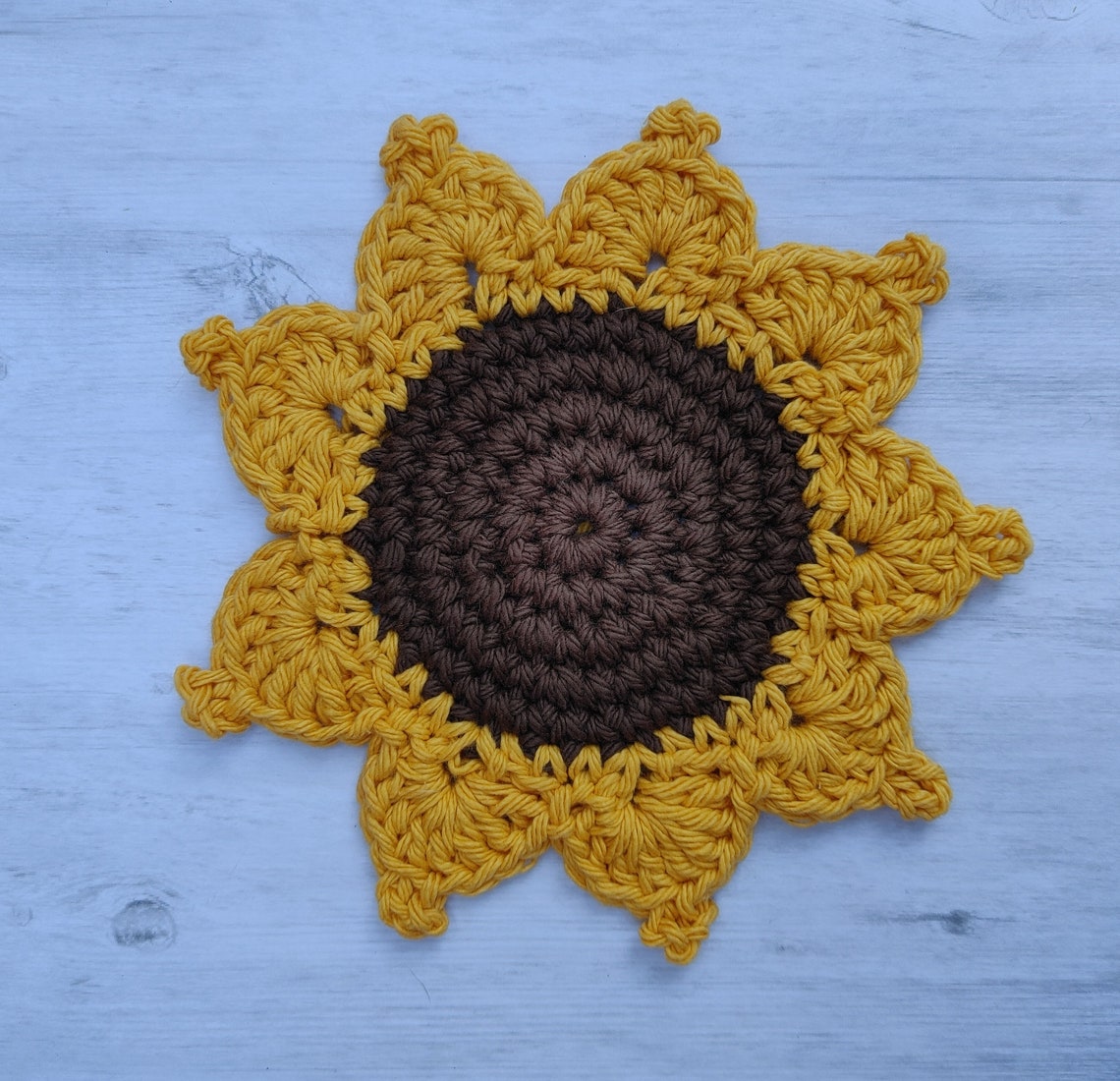 Crochet Sunflower, the Angelica Sunflower Coaster, Crochet Pattern ...