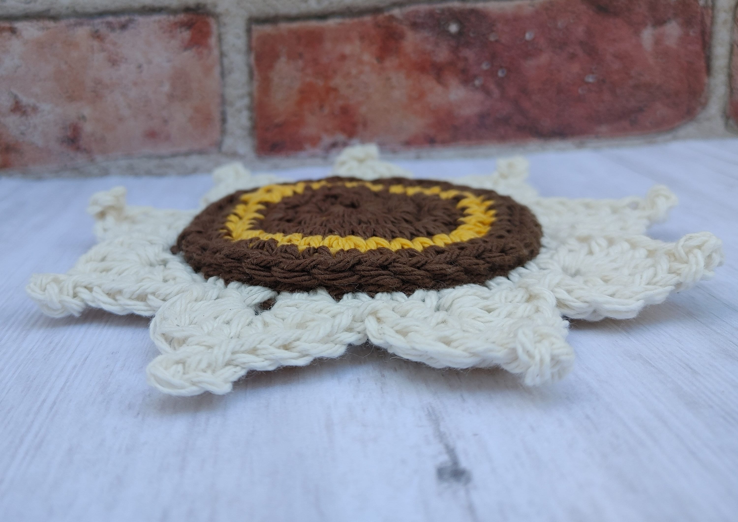 Crochet Sunflower, the Angelica Sunflower Coaster, Crochet Pattern ...