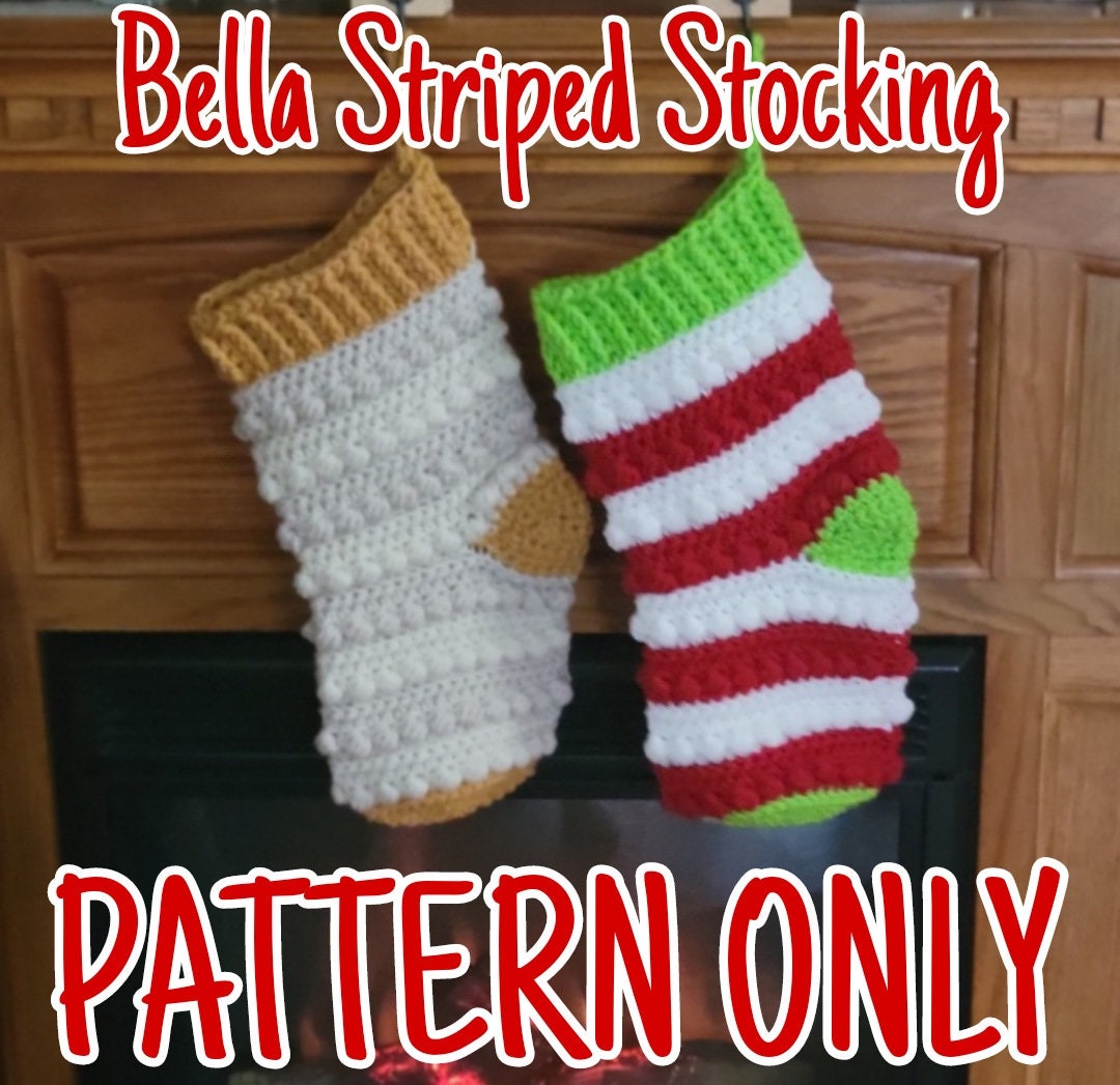 Bella Striped Stocking, Bella Crochet Pattern, Pattern Only ...