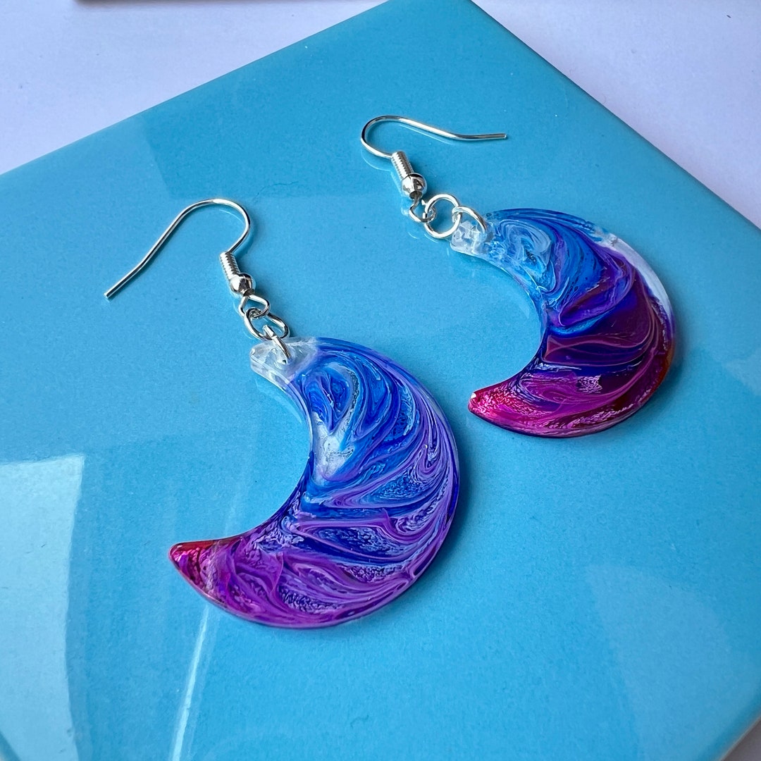 Personalized Resin Moon Earrings. Personalized Crescent Moon Earrings ...