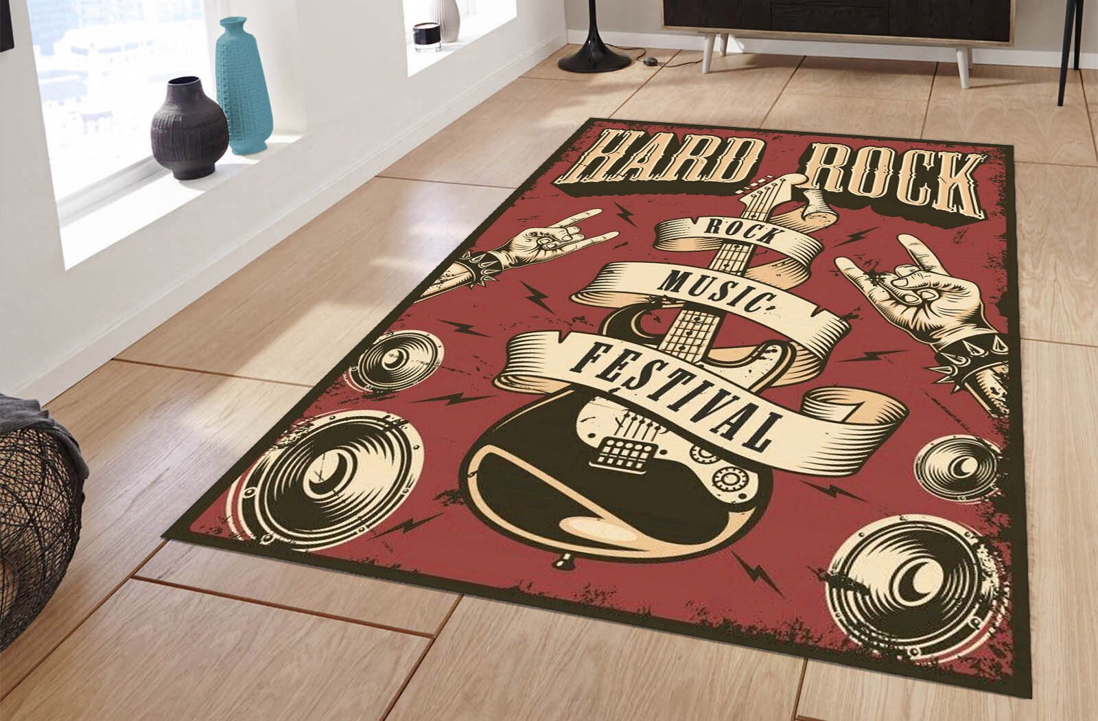 discounts Retro Rug, Music Lover Rug, Hard Rock Rug, Music Festival Rug ...