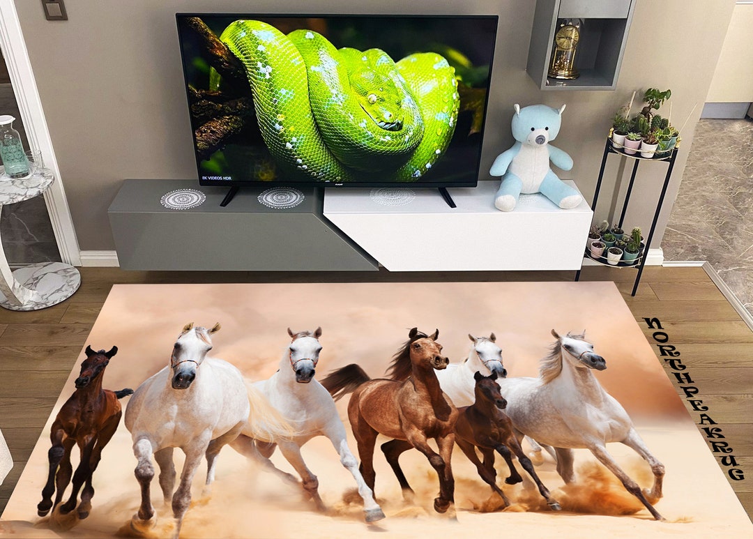 Horse Rug, Horse Area Rug, Animal Rug, Running Horse Rug, Riders Rug ...