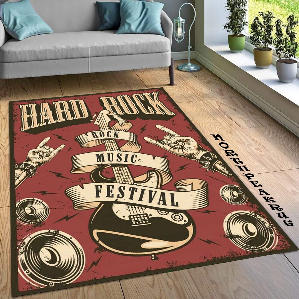 discounts Retro Rug, Music Lover Rug, Hard Rock Rug, Music Festival Rug ...