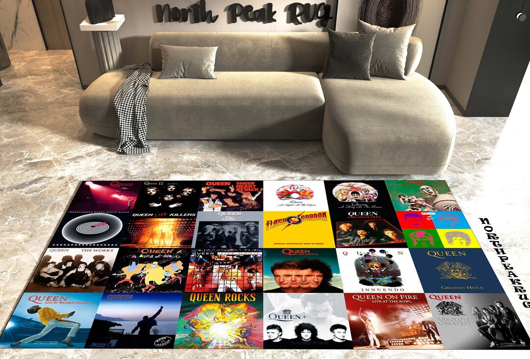 Queen All Records Rug, Freddie Mercury Rug, Queen Band, Queen Band Rug ...