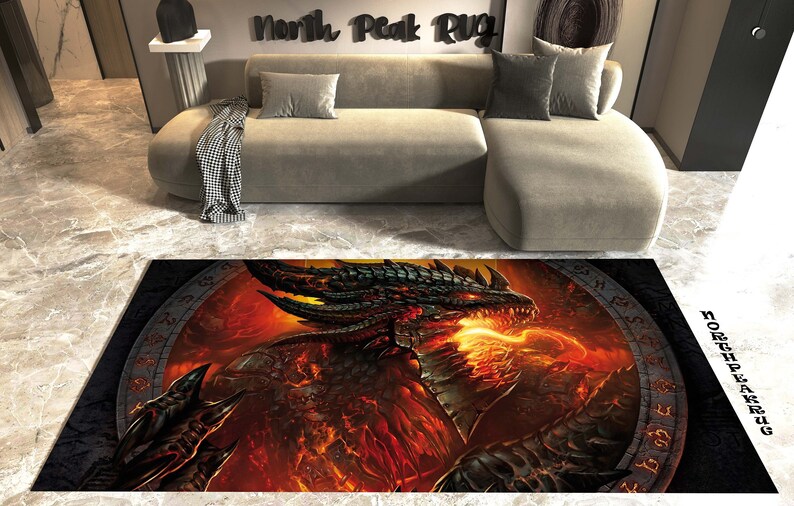 Dragon Rug, Dragon Area Rug, Draco Rug, Living Room Decor Rug, Office ...