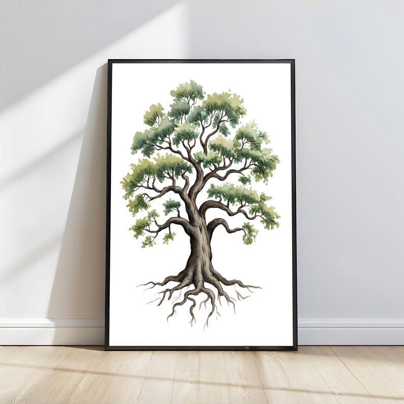 Tree of Life With Roots Clipart, Oak Family Tree Watercolor, Printable ...