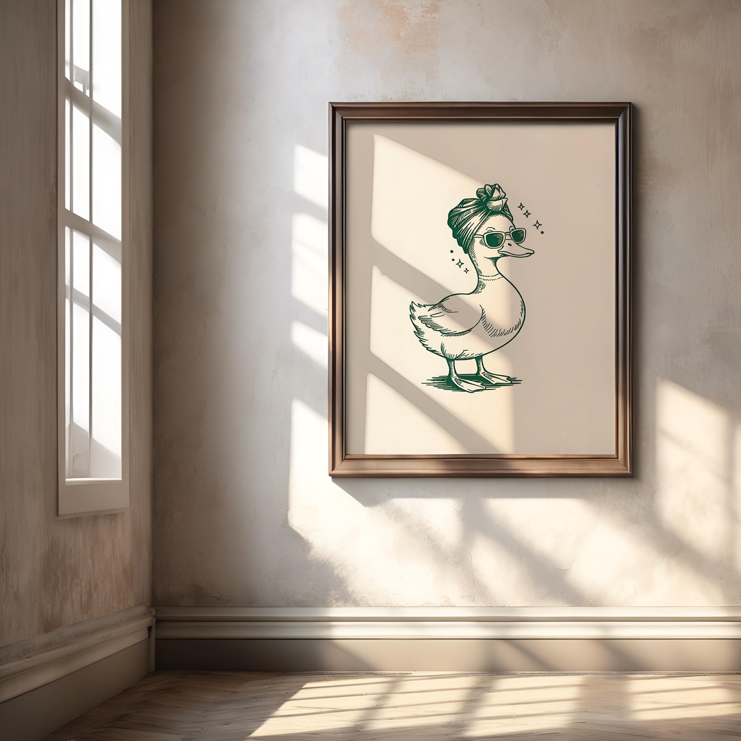 Funky Duck Art Print: Retro Green Bathroom Decor (digital Download) - Etsy