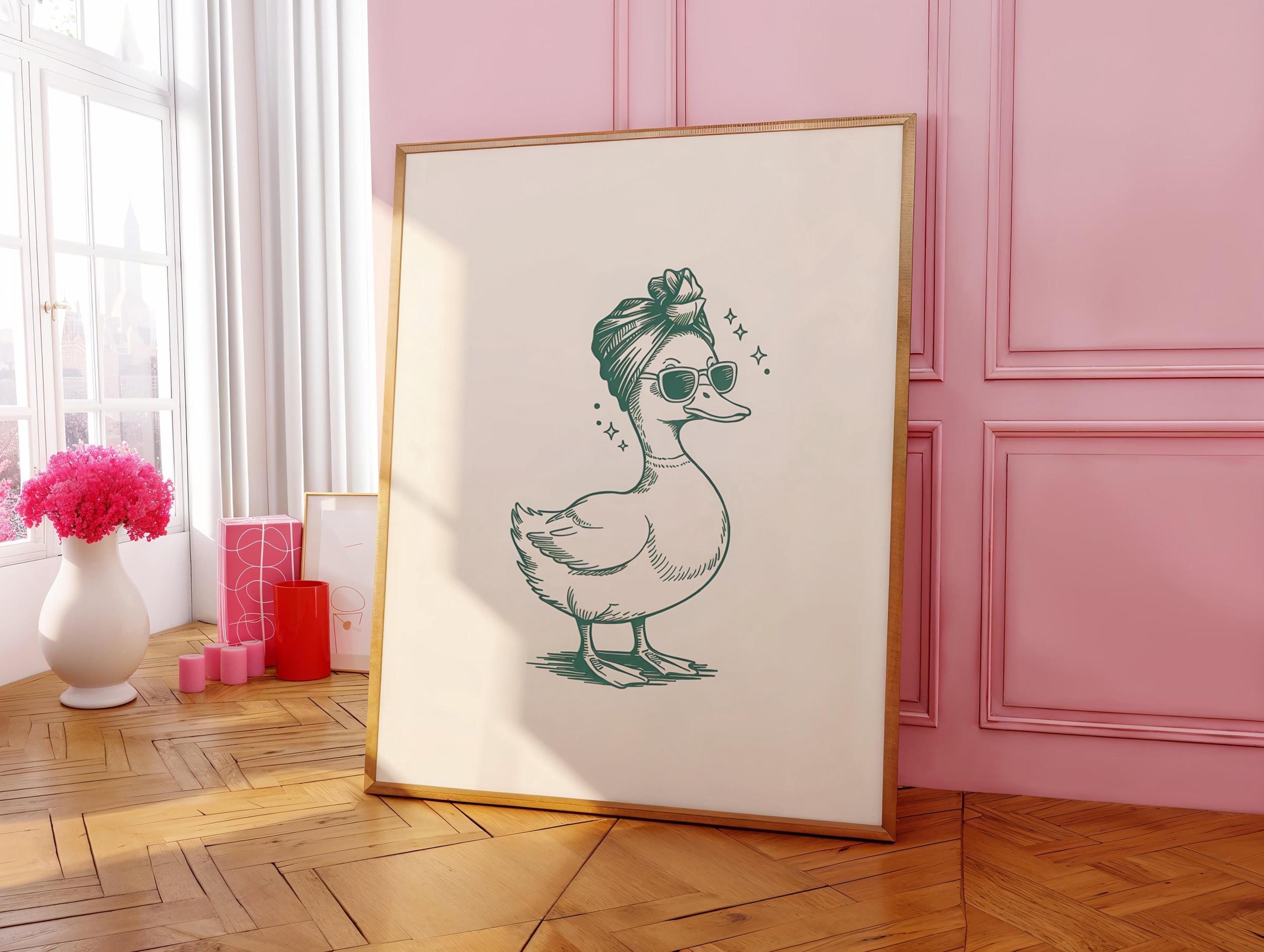 Funky Duck Art Print: Retro Green Bathroom Decor (digital Download) - Etsy
