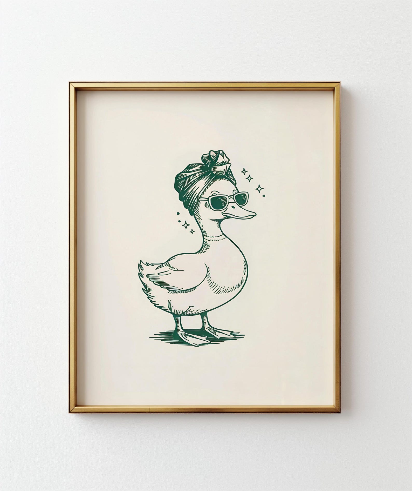 Funky Duck Art Print: Retro Green Bathroom Decor (digital Download) - Etsy