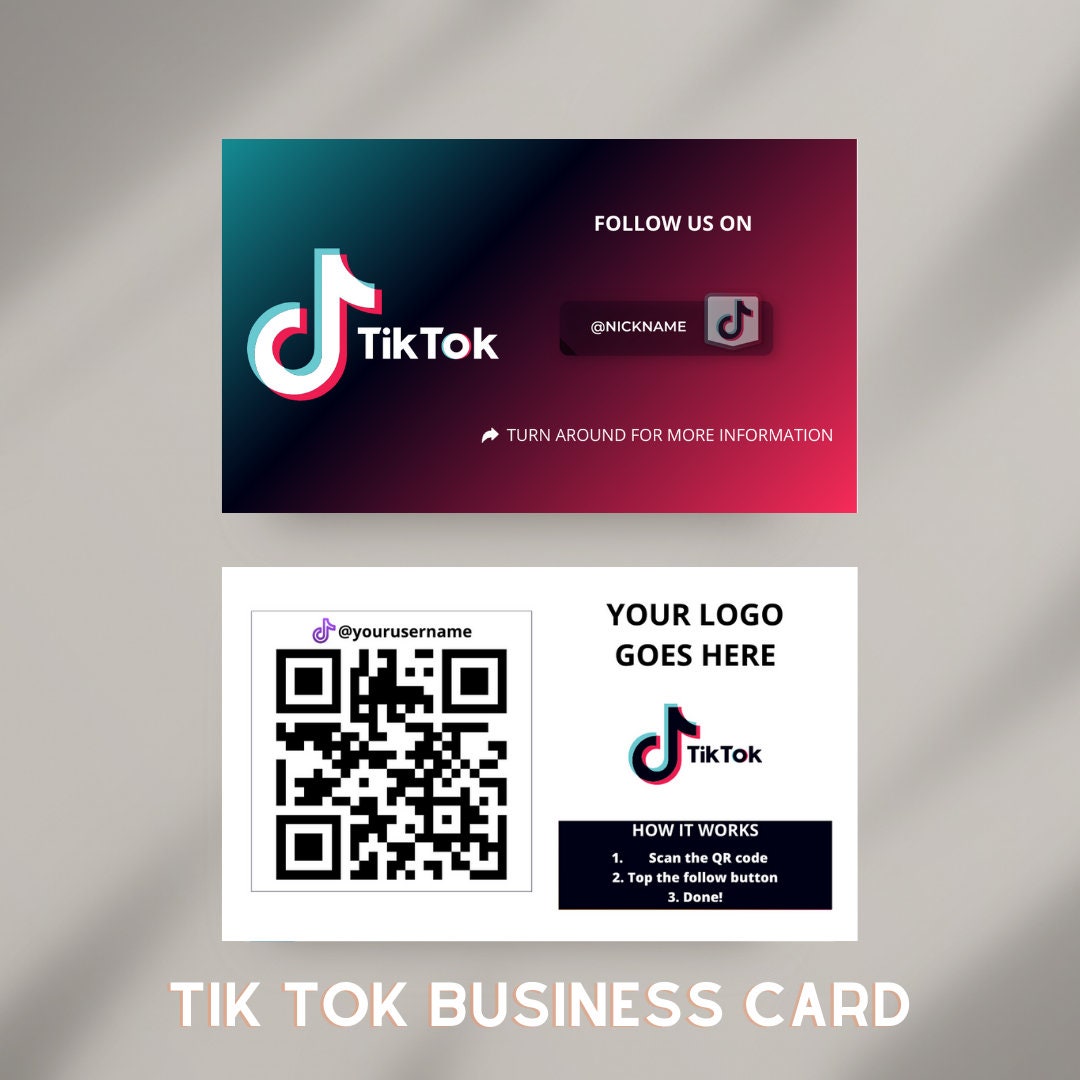 Tik Tok Business Cards Tiktok Profile Business Tik Tok - Etsy