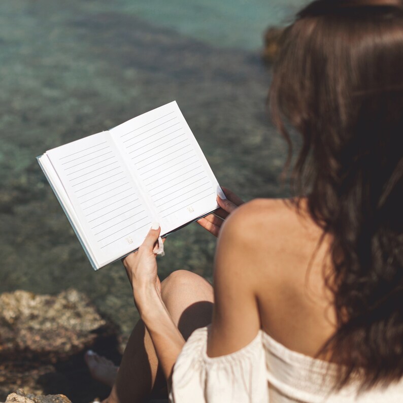 A5 Blue and Gold Moon and Ocean Journal/notebook - Etsy