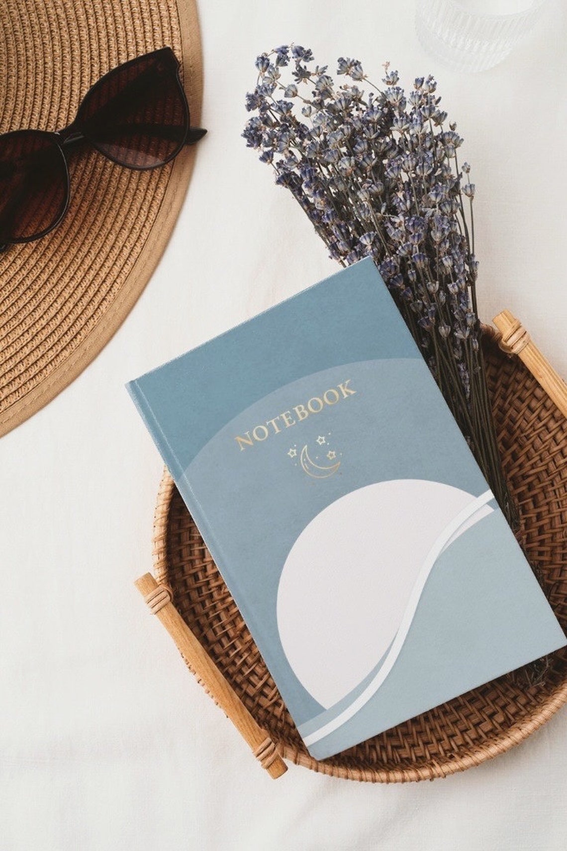 A5 Blue and Gold Moon and Ocean Journal/notebook - Etsy