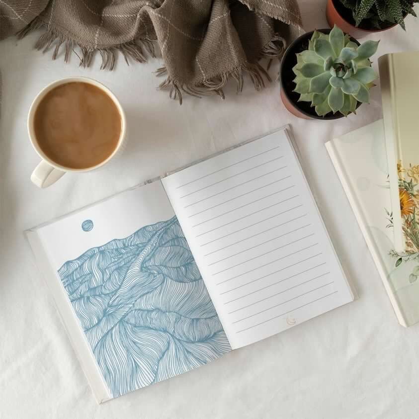 A5 Blue and Gold Moon and Ocean Journal/notebook - Etsy