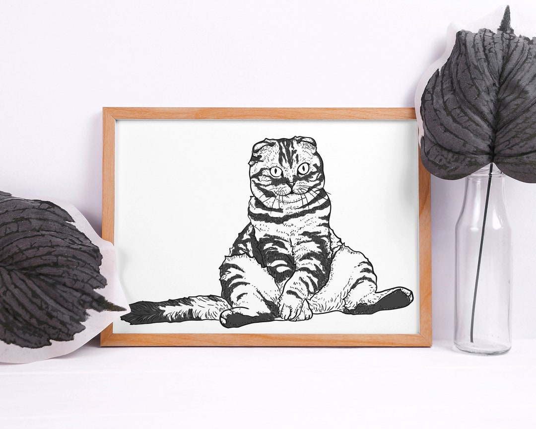 Custom Line Cat Portrait, Pet Portrait, Cat Line Drawing, Custom Line ...