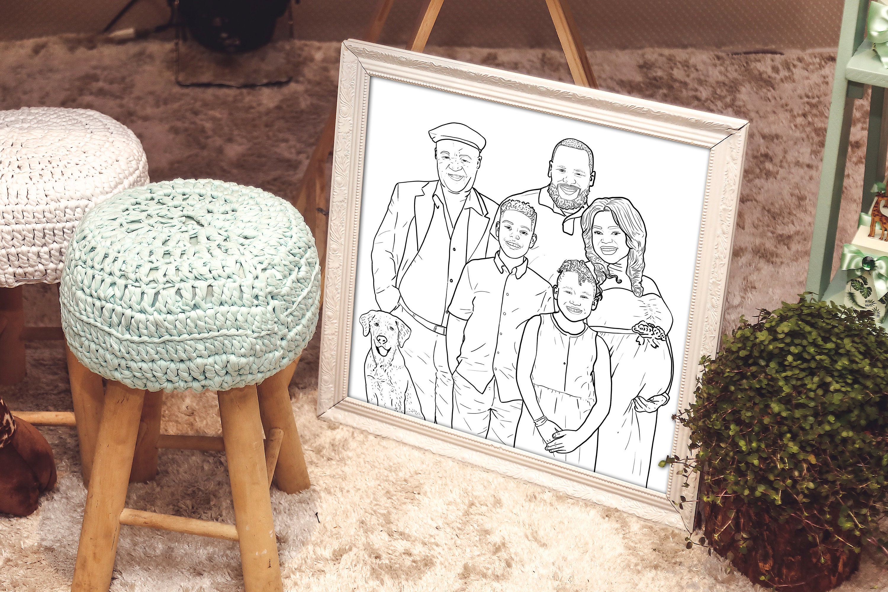 Custom Family Line Art Portrait, Personalized Gift for Family, Custom ...