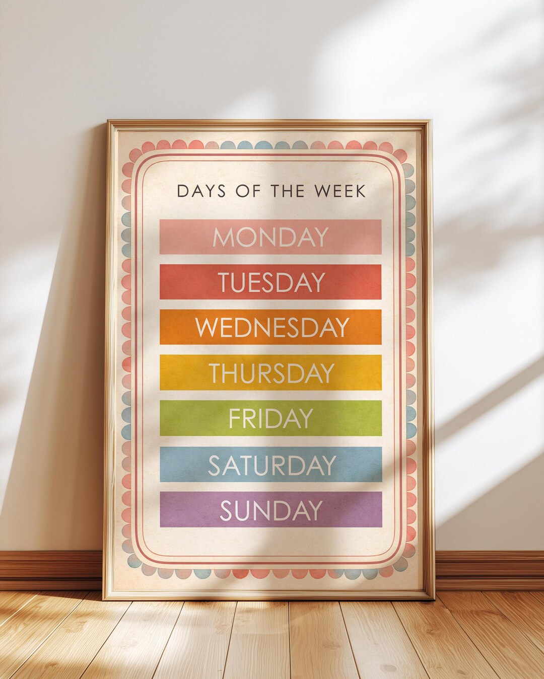 Days of the Week Boho Poster, Montessori Education Classroom Decor ...