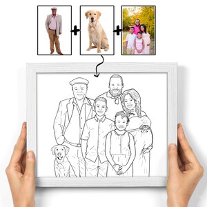 Custom Family Line Art Portrait, Personalized Gift for Family, Custom ...