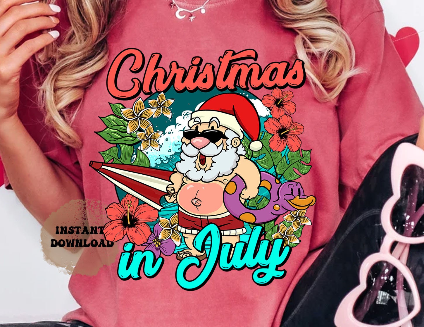 Christmas in July Shirt Png, Summer Santa Claus Png Shirt, Funny Santa ...