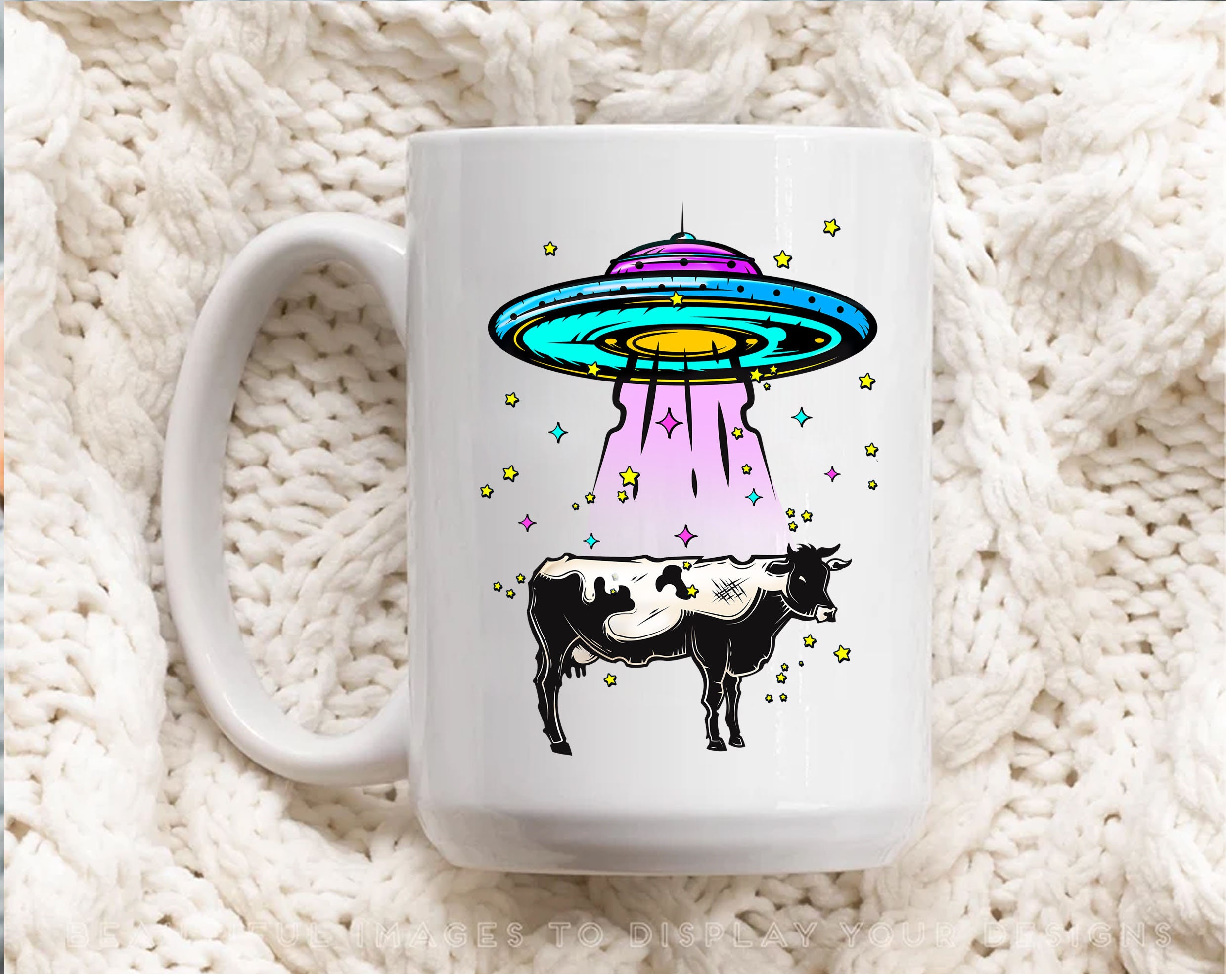 Cow UFO PNG Retro Alien Spaceship Western Desert Funny Illustration T ...