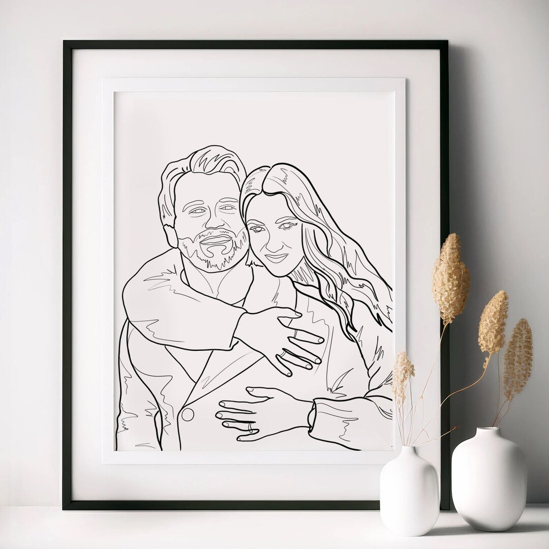 Custom Family Line Art Portrait, Personalized Gift for Family, Custom ...