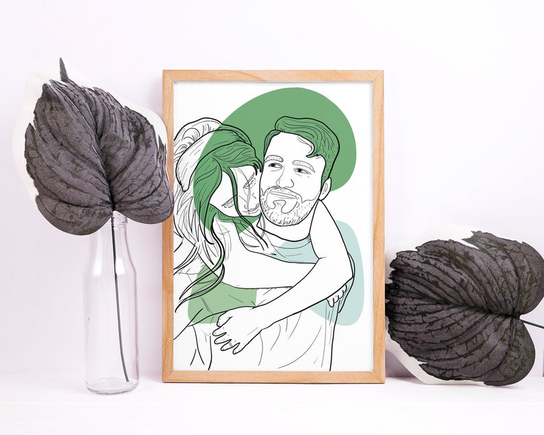 Custom Couple Line Art, Personalized Portrait, Drawing From Photo ...