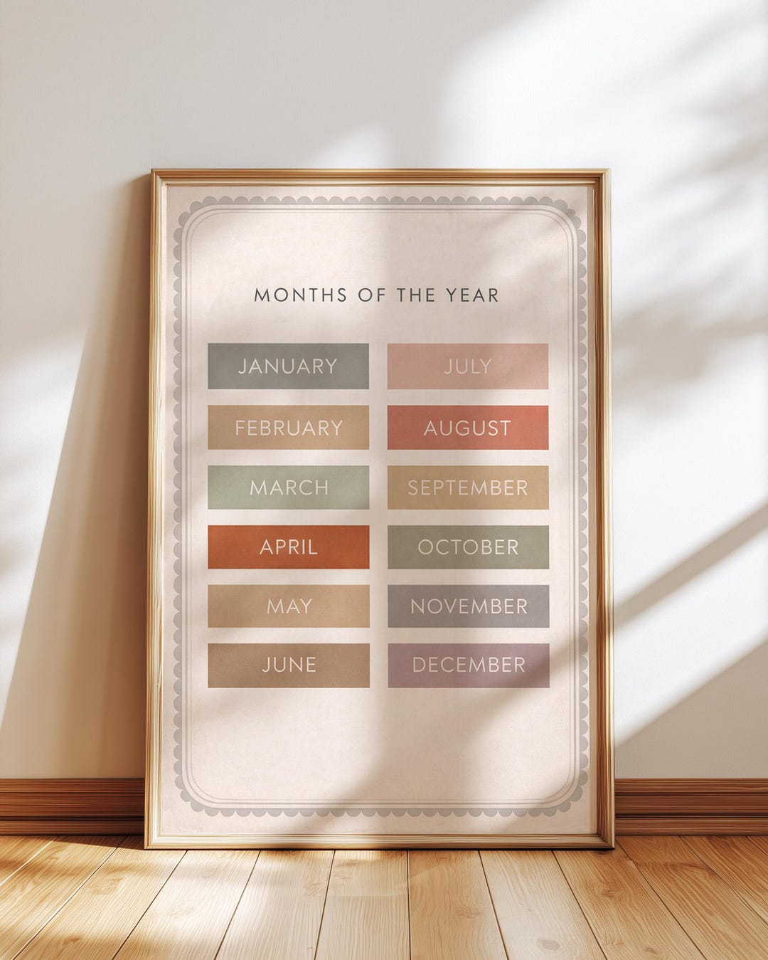 Months of the Year Educational Poster,preschool Learning Print ...