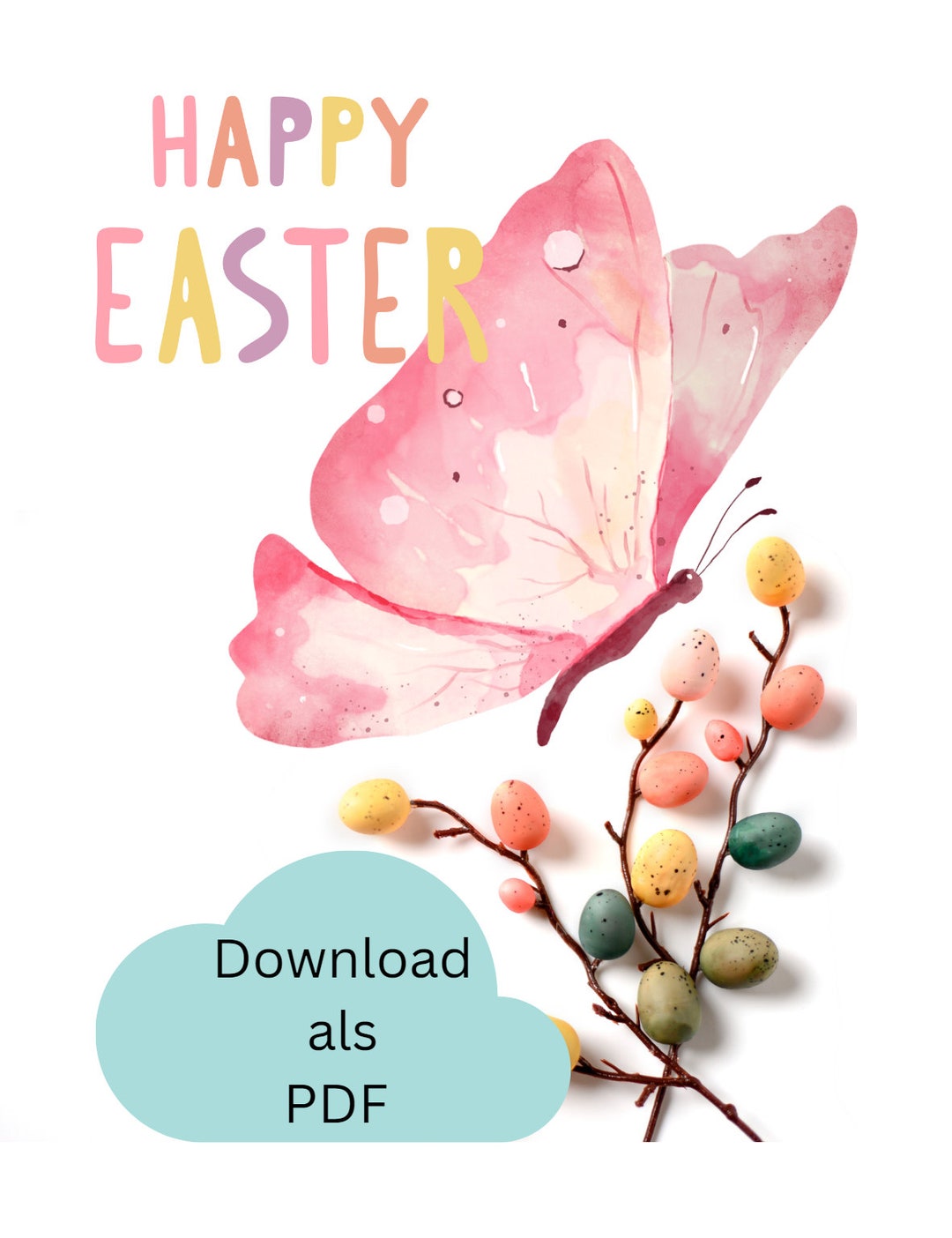 Beautiful Easter Card With a Butterfly Card for an Easter Greeting 13 X ...