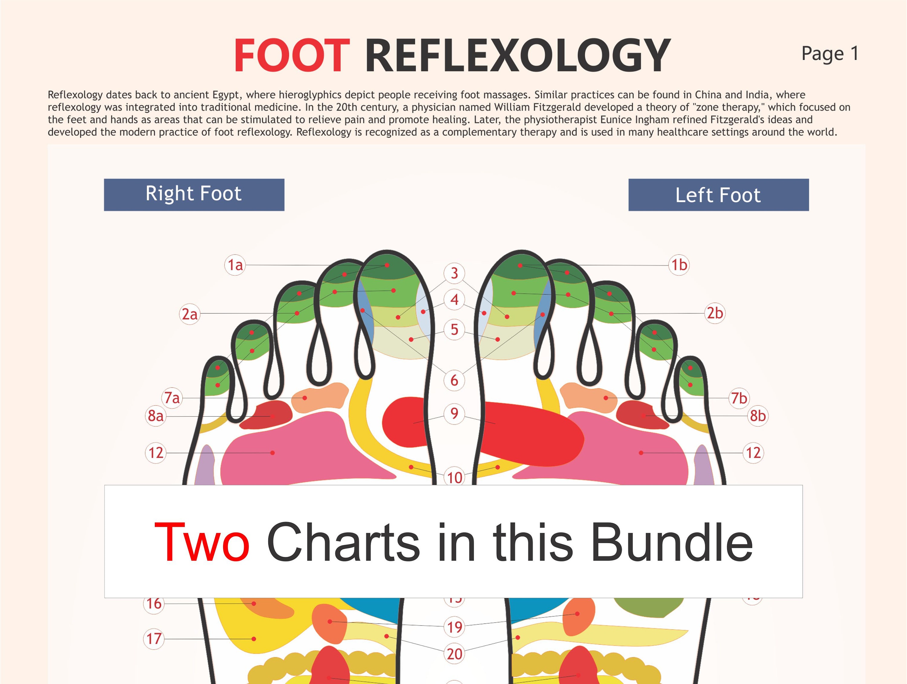 Foot Reflexology Chart, Digital Download PDF, Reflexology Chart ...