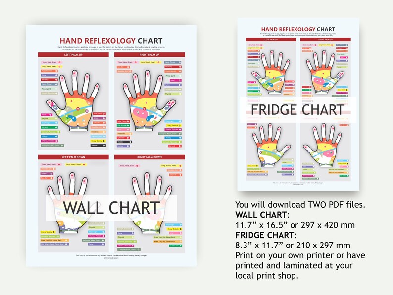 Hand Reflexology Chart, Digital Download PDF, Reflexology Chart ...