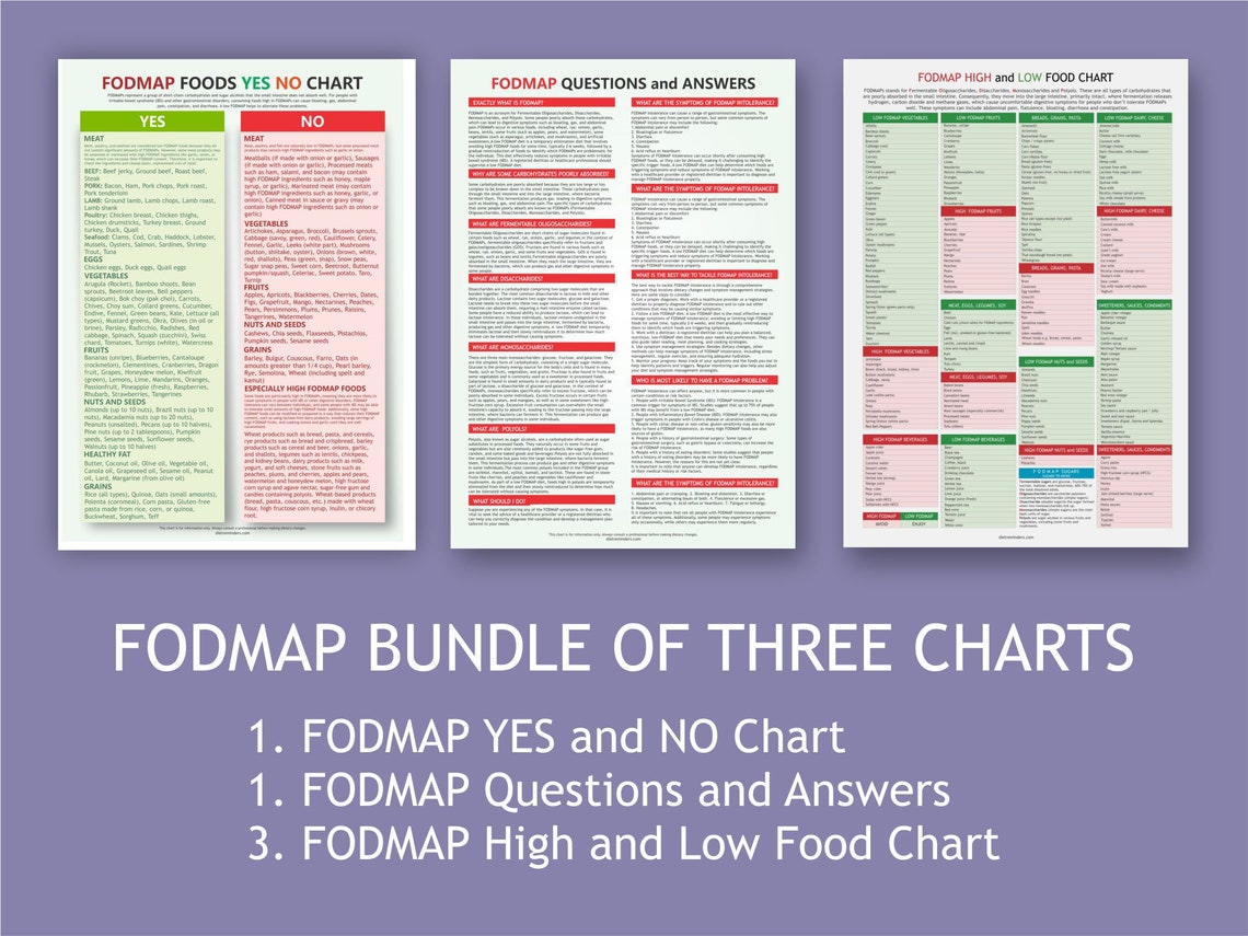 Fodmap Low Foods, Bundle of Three Charts, Digital Download PDF, Fodmap ...