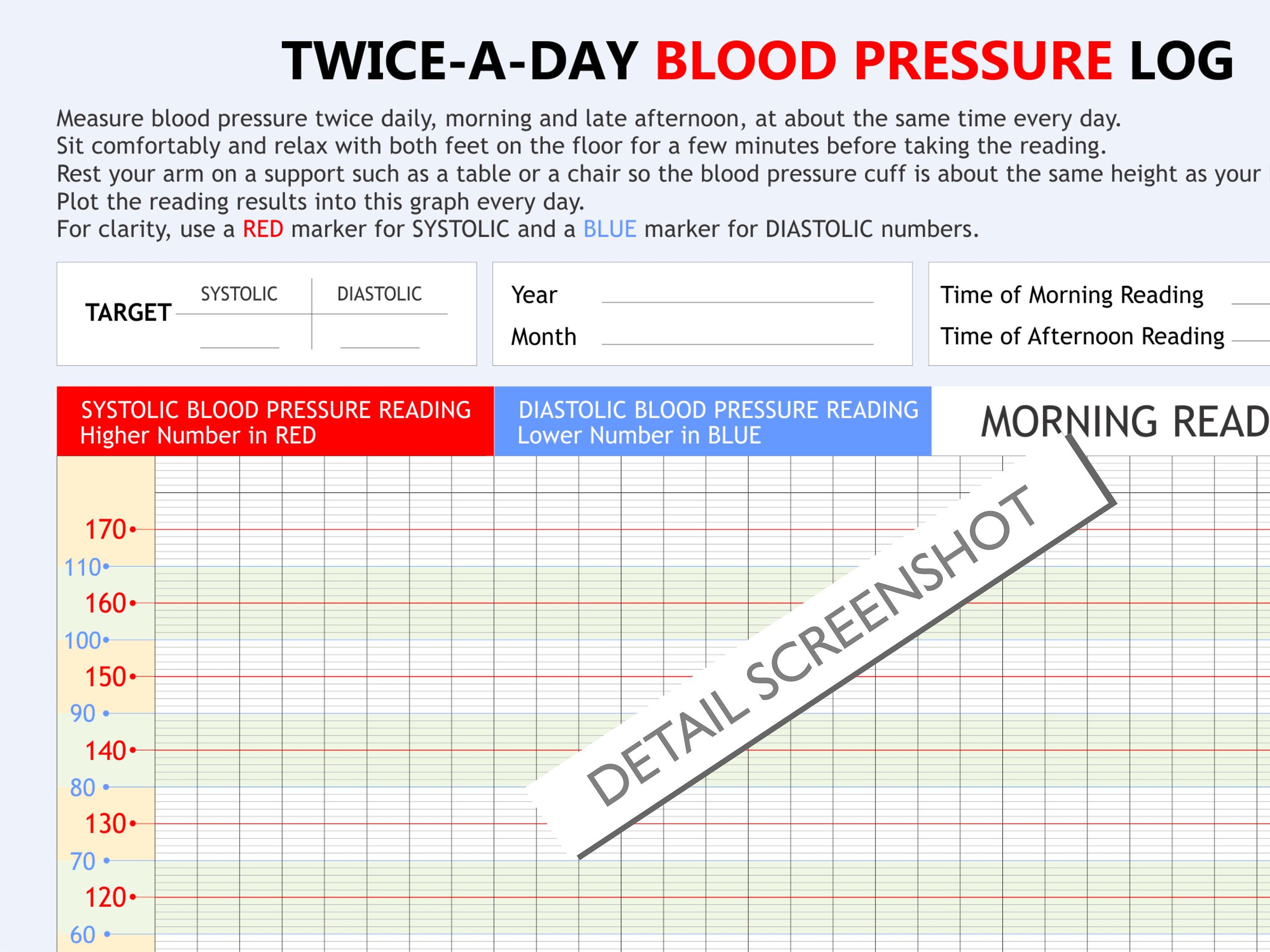 Blood Pressure Chart, Digital Download PDF, Heart Health, High Blood ...