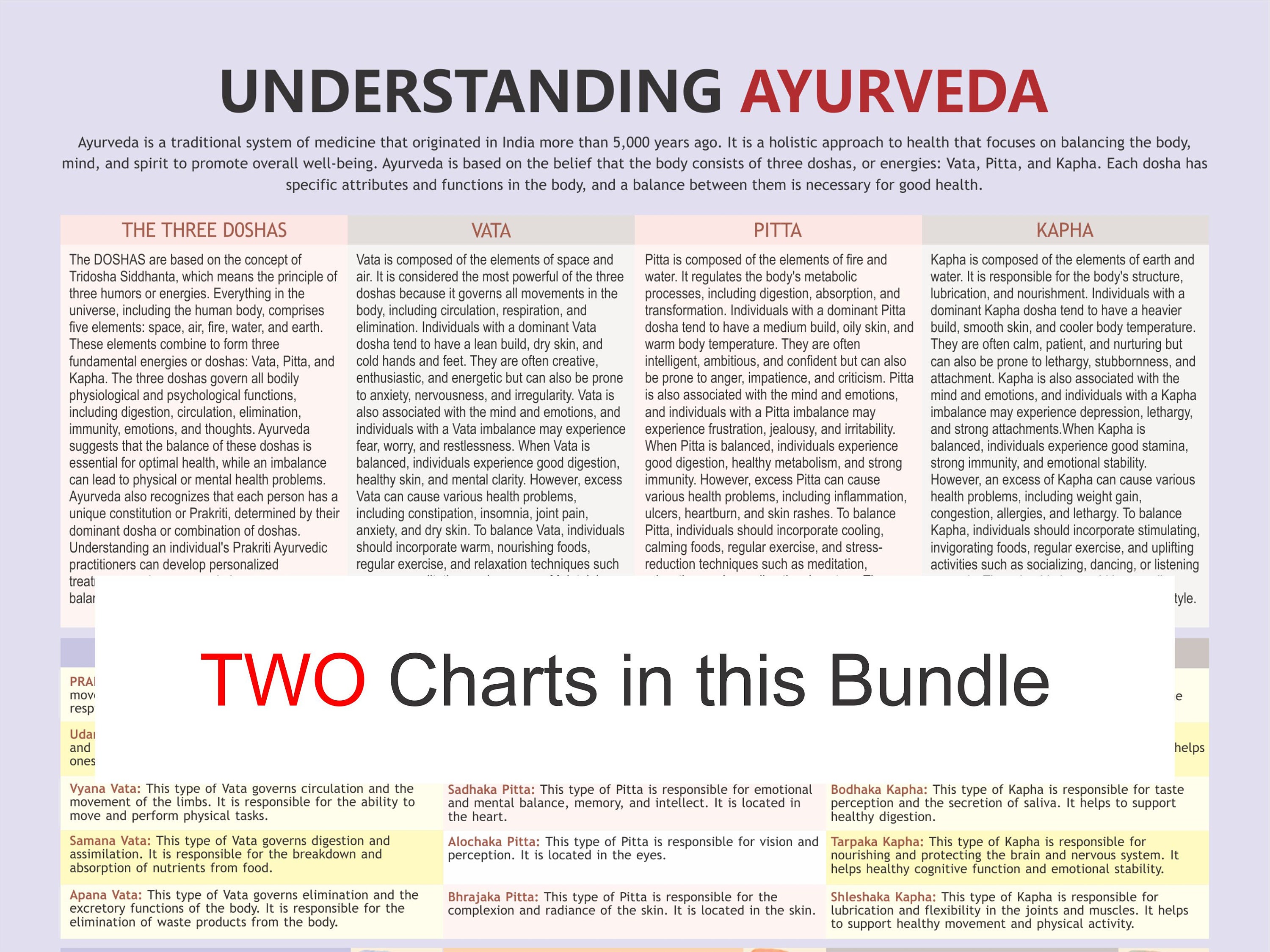 Ayurveda Charts, Digital Download PDF, What is Ayurveda, Ayurveda Food ...