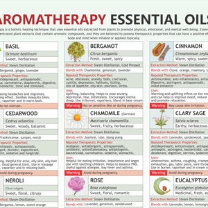 Aromatherapy Essential Oil Chart, Digital Download PDF, Essential Oil ...