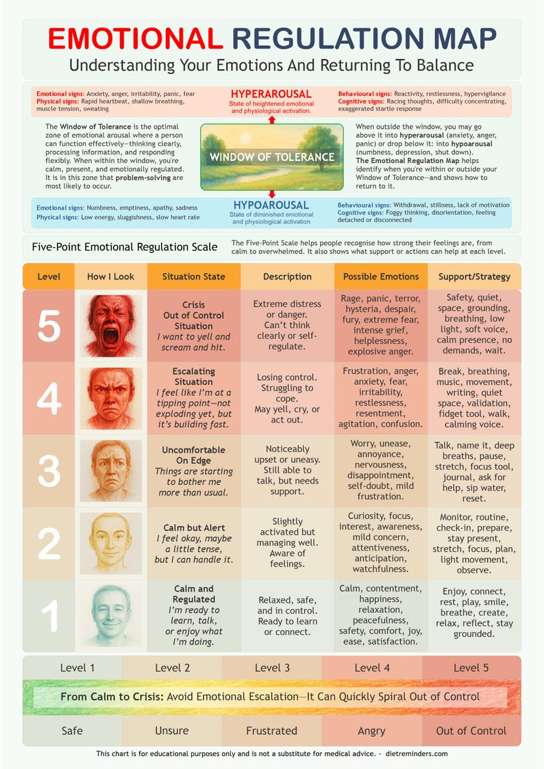 Emotional Regulation Chart: 5-point Scale, Coping Skills (PDF Download ...