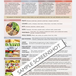 Resistant Starch Food Chart: Gut Health Fiber Guide (digital Download ...