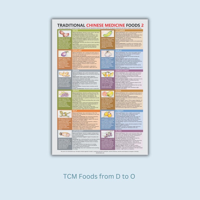TCM Food Chart: Traditional Chinese Medicine Diet Guide (A4 Digital ...