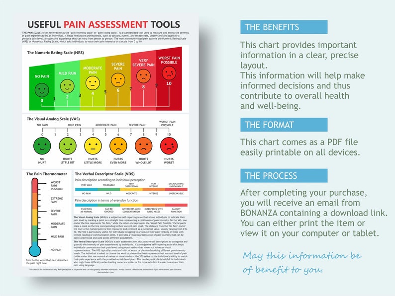 Pain Assessment Tools, Pain Scale, Pain Scale Chart, PDF Download, Digital File - Etsy
