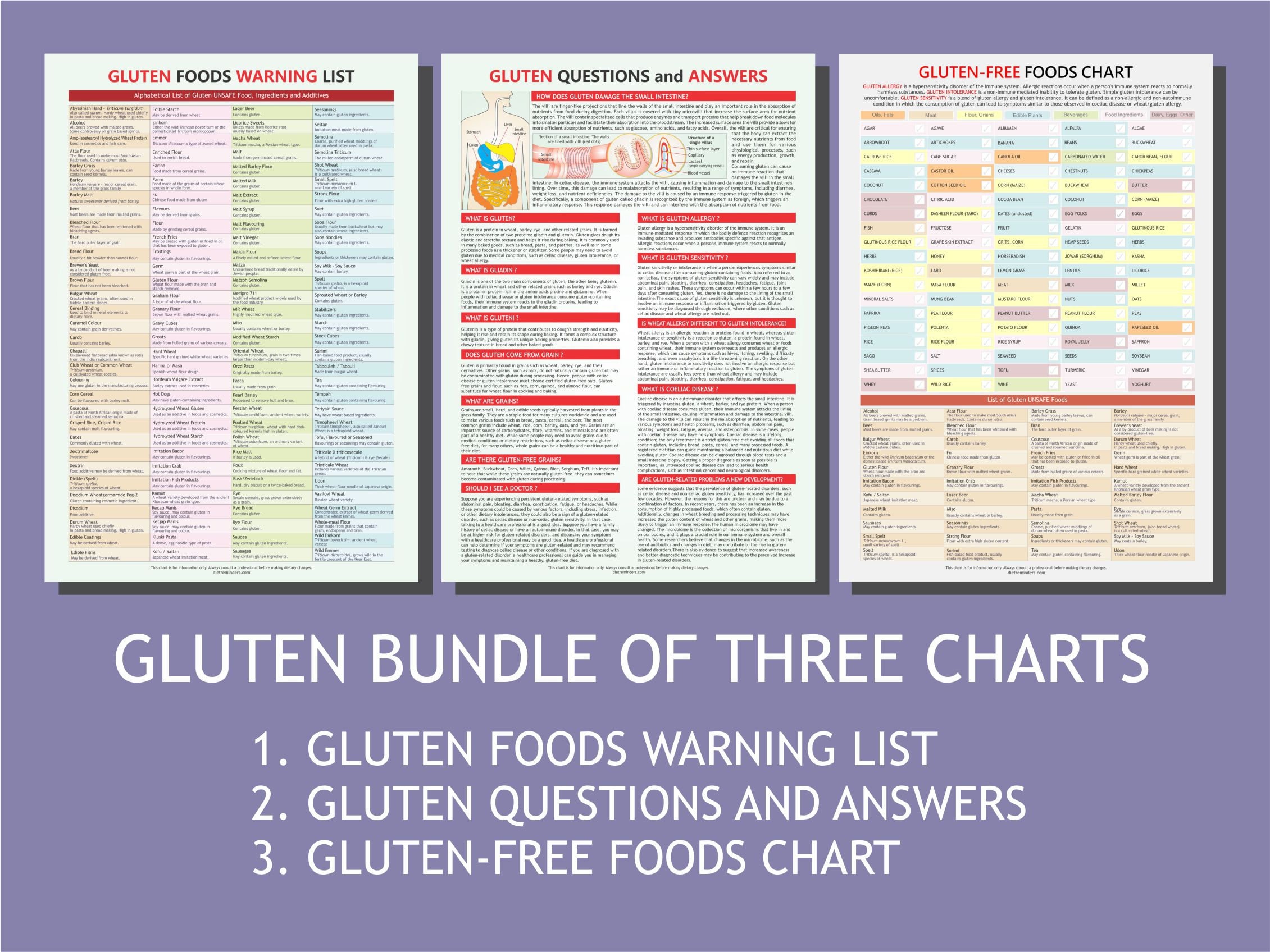 Gluten-free Diet Chart Bundle: Celiac Disease Guide (PDF) - Etsy