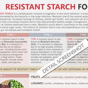 Resistant Starch Food Chart: Gut Health Fiber Guide (digital Download ...