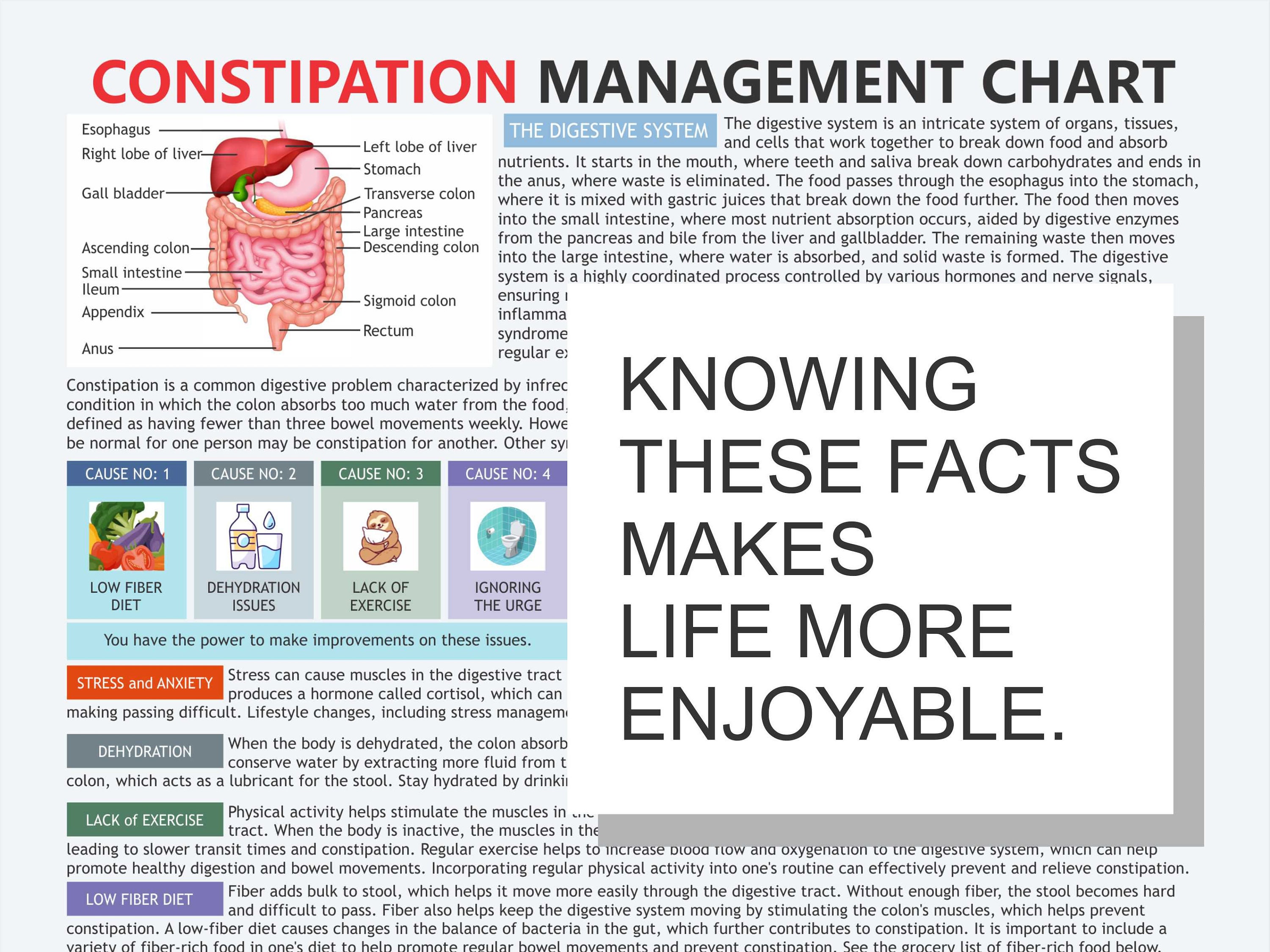 Constipation Management Chart, Digital Download PDF, Prevent ...